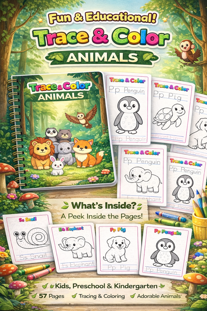 Trace and Coloring Book - CutCraftStudio